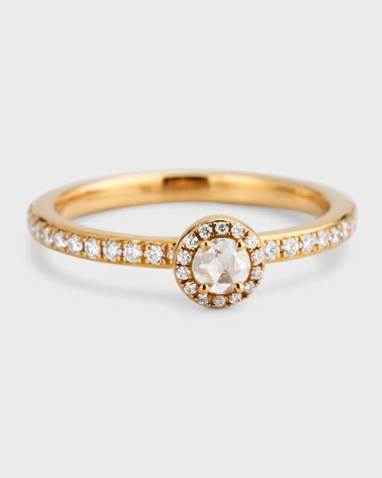 64 Facets Scallop Rose-Cut Diamond Solitaire Ring, Size 7, 0.33tcw ...