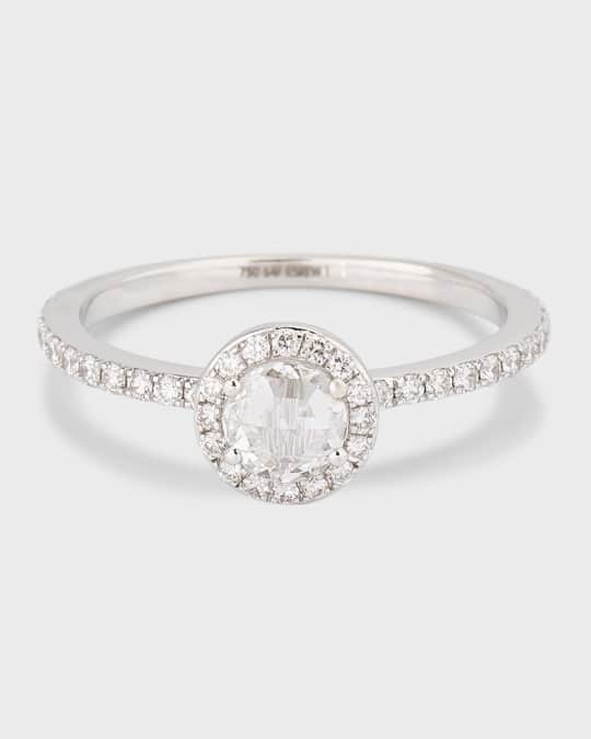 64 Facets Scallop 18K White Gold Rose-Cut Diamond Ring, Size 6, 0.57tcw ...