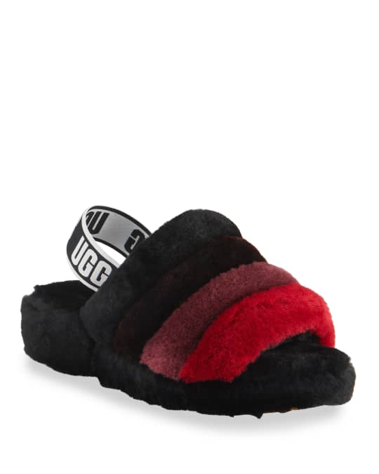 UGG Fluff Yeah Multicolor Shearling Slingback Slippers | Neiman Marcus