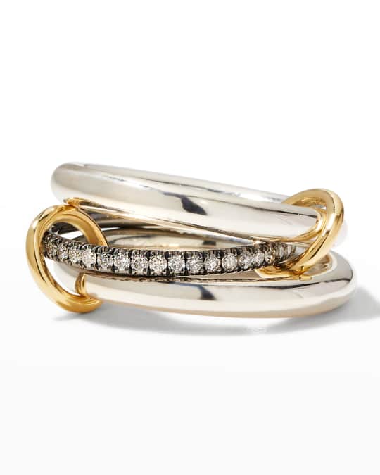 Spinelli Kilcollin Libra Gris Silver and Gold 3-Link Ring with Diamonds ...