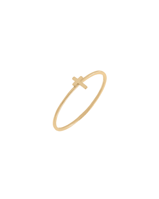ADINAS JEWELS Solid 14k Gold Mini Cross Ring | Neiman Marcus