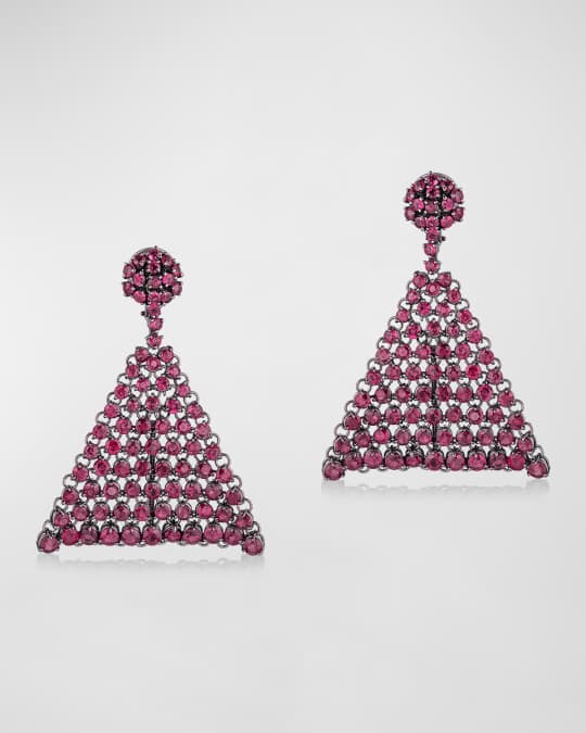 Andreoli 18K Gold and Black Rhodium Ruby Drop Flex Earrings | Neiman Marcus