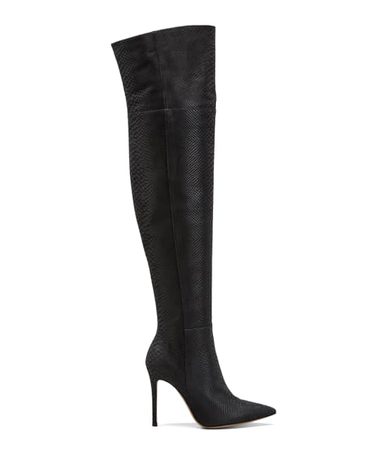 Gianvito Rossi 105mm Python-Print Stiletto Over-The-Knee Boots | Neiman ...