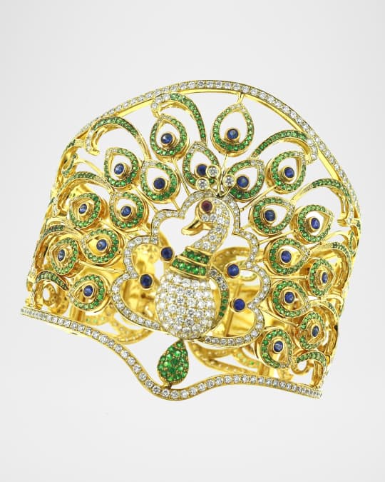 Nini Jewels 18k Tsavorite, Diamond and Blue Sapphire Peacock Bracelet ...