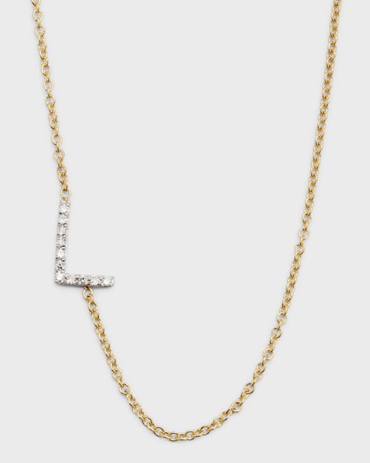Zoe Lev Jewelry Diamond Asymmetrical Initial Necklace, L | Neiman Marcus