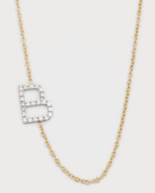 Zoe Lev Jewelry Diamond Asymmetrical Initial Necklace, B | Neiman Marcus