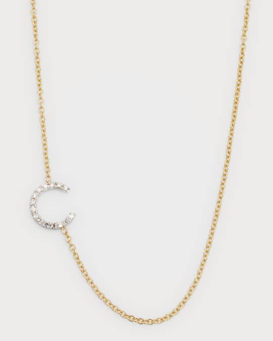 Zoe Lev Jewelry Diamond Asymmetrical Initial Necklace, C | Neiman Marcus