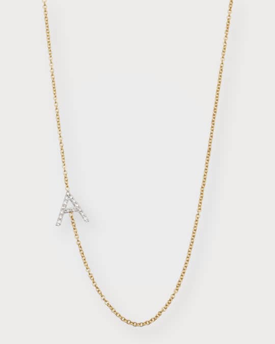 Zoe Lev Jewelry Diamond Asymmetrical Initial Necklace, A | Neiman Marcus