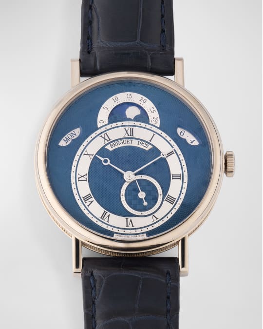 Breguet 39mm Classique Day Date Moon Phase Watch with Crocodile Strap ...