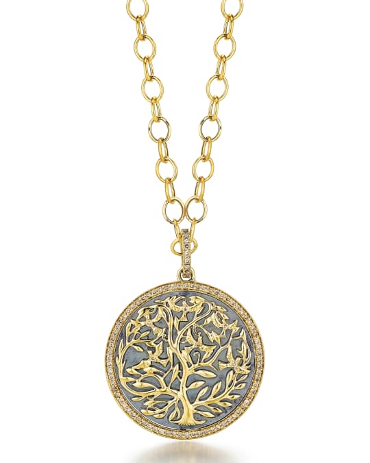 Syna Two-Tone Tree of Life Diamond Trim Necklace | Neiman Marcus