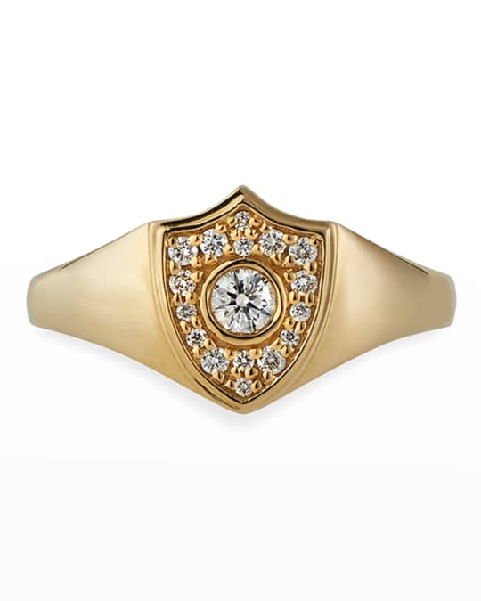 Sydney Evan Bezel Crest Pave Signet Ring | Neiman Marcus