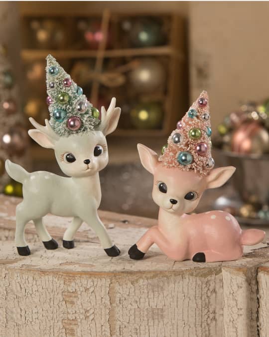 Bethany Lowe Pastel Reindeer with Trees, Set of 2 | Neiman Marcus