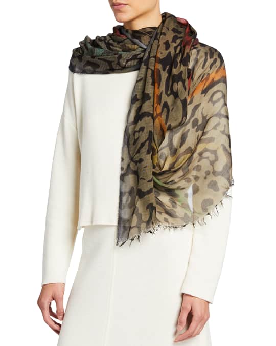 Faliero Sarti Leopard Striped Leopard-Print Scarf | Neiman Marcus