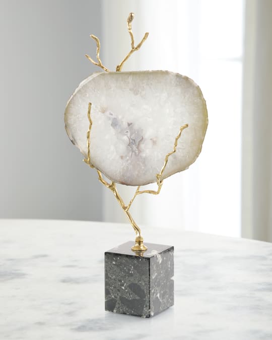 John-Richard Collection White Agate Held in Brass Branch | Neiman Marcus