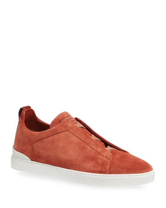 ZEGNA Men's Triple-Stitch Suede Slip-On Low-Top Sneakers | Neiman Marcus