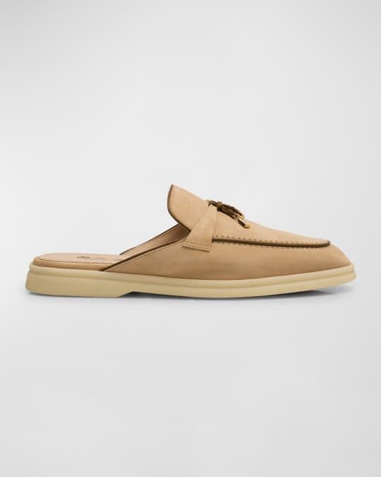 Loro Piana Suede Charm Tassel Loafer Mules | Neiman Marcus