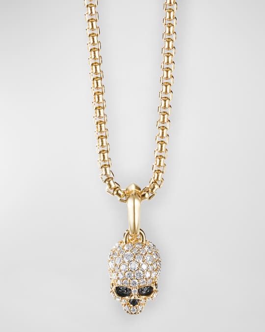 David Yurman Men's Memento Mori Skull Amulet with Pavé Diamonds, Black ...