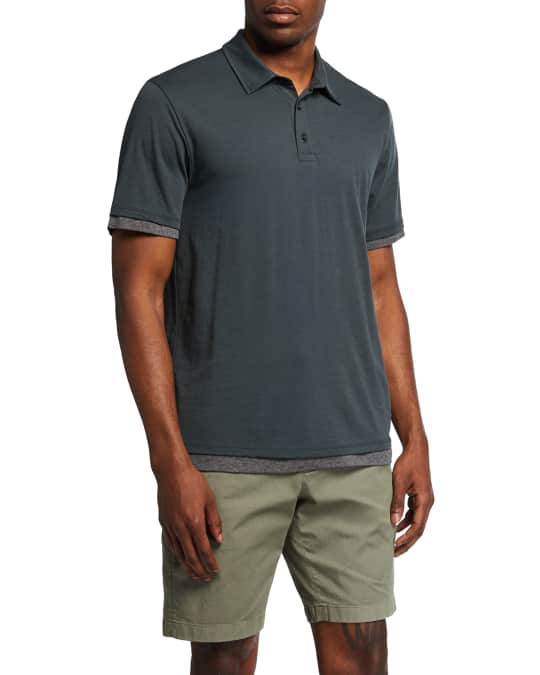 Vince Men's Double-Layer Jersey Polo Shirt | Neiman Marcus
