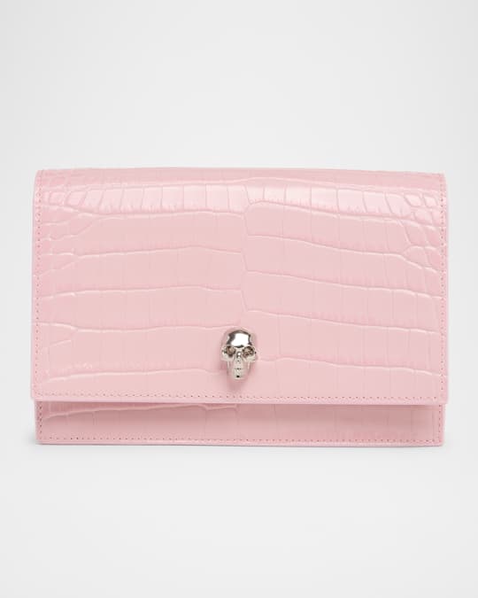 McQueen Mini Skull Croc-Embossed Crossbody Bag | Neiman Marcus