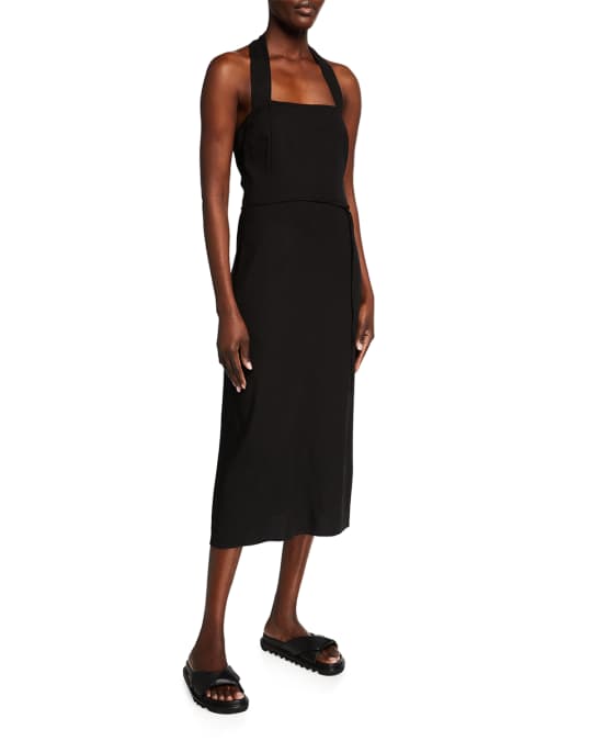 Vince Square-Neck Midi Halter Dress | Neiman Marcus