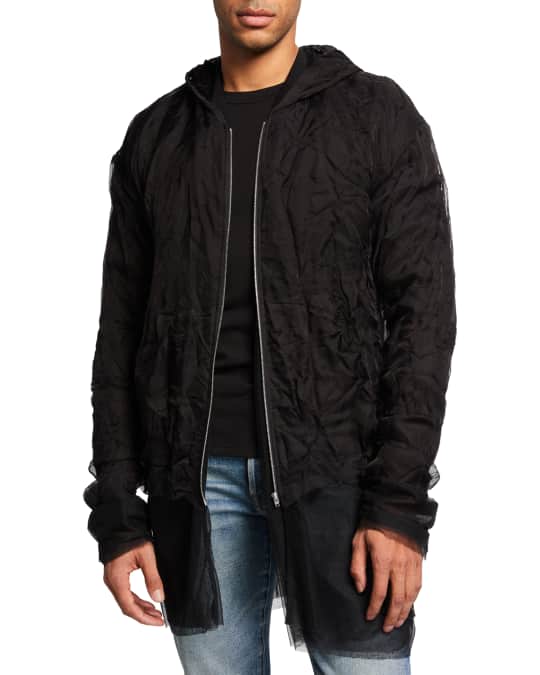Maison Margiela Men's Silk Gauze Double-Layer Zip Hoodie | Neiman Marcus