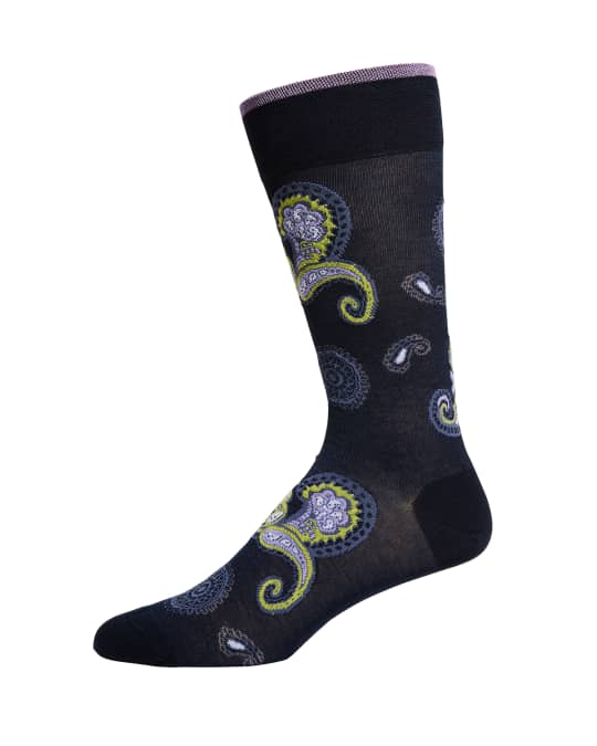 Marcoliani Men's Paisley Cotton-Blend Socks | Neiman Marcus