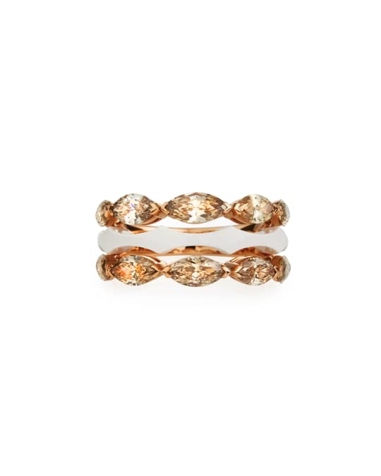 Etho Maria 18k Pink Gold Brown Diamond Marquise 3-Row Ring, Size 6.5 ...