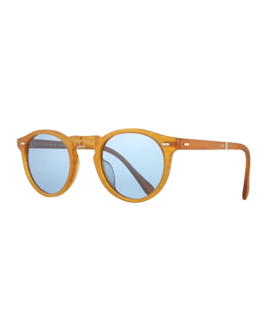 Oliver Peoples Men's Gregory Peck Folding Round Acetate Sunglasses ...