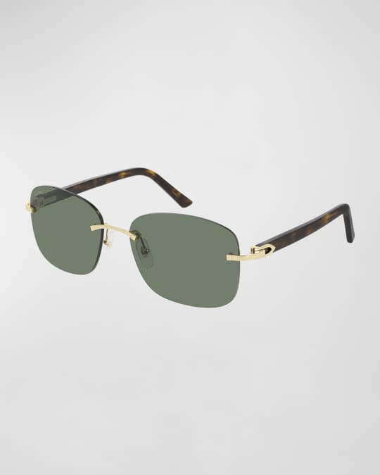 Cartier Men's Rimless Square Tortoiseshell Sunglasses | Neiman Marcus