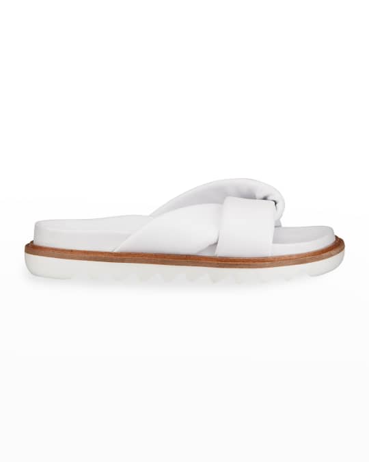 STUDIO AMELIA Padded Leather Flat Sporty Sandals | Neiman Marcus