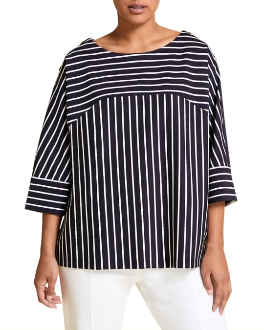 Marina Rinaldi Plus Size Obliare Striped Jersey Tunic | Neiman Marcus