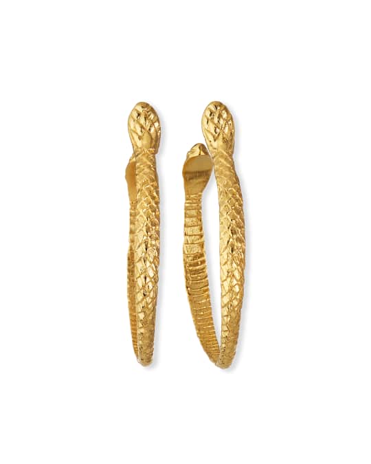 Devon Leigh Snake Gold-Plate Hoop Earrings | Neiman Marcus