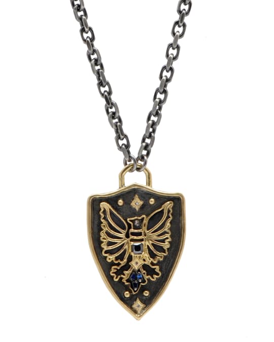 Armenta Men's Romero Griffin Shield Pendant Necklace w/ Diamonds ...
