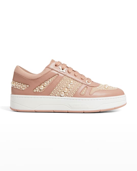 Jimmy Choo Hawaii Pearly Leather Flatform Sneakers | Neiman Marcus