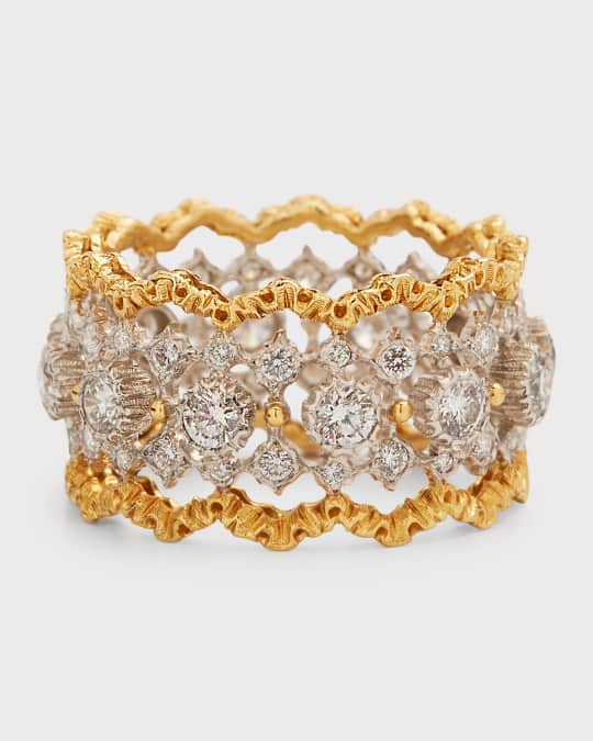 Buccellati 18K White and Yellow Gold Eternelle Rombi Ring with Diamonds ...