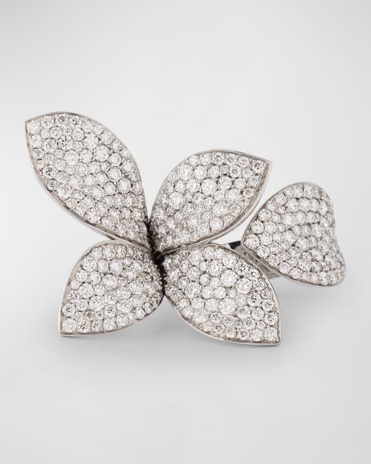 Pasquale Bruni Giardini Secreti 18K White Gold Diamond Petal Ring, Size ...