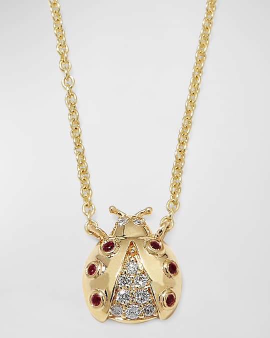 Sydney Evan Small Ruby Ladybug with Open Wings Necklace | Neiman Marcus