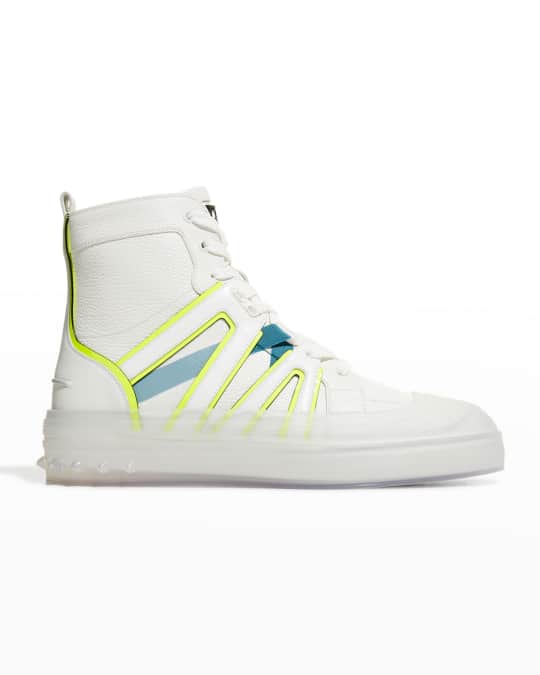 Christian Louboutin Men's Vida Neon Caged High-Top Sneakers w/ Clear ...