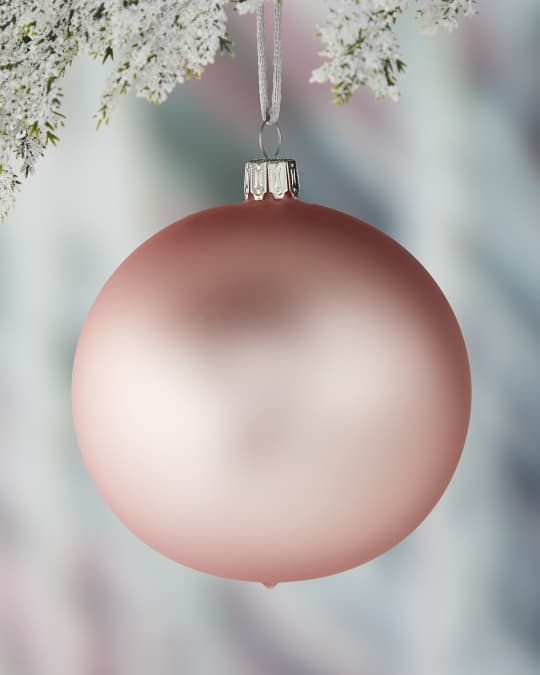 Exclusive Glass Ball Powder Pink Matte 10cm Christmas Ornament | Neiman ...