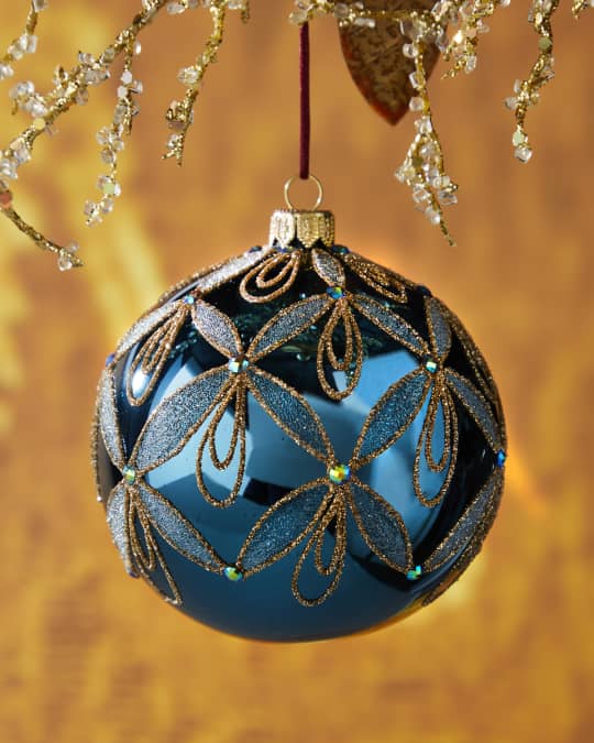 Neiman Marcus Dark Turquoise Lacquer Gold And Glass Glitter Blue ...