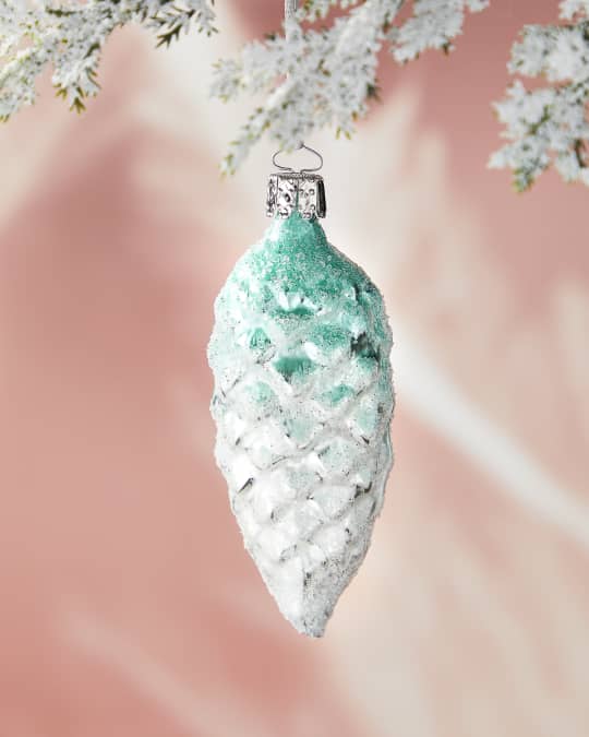 Neiman Marcus Pinecone Silver Shiny Christmas Ornament | Neiman Marcus