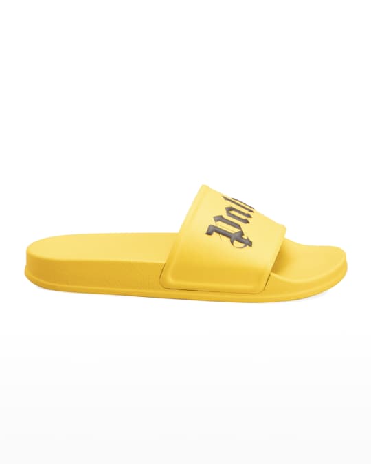 Palm Angels Men's Script Logo Pool Slide Sandals | Neiman Marcus