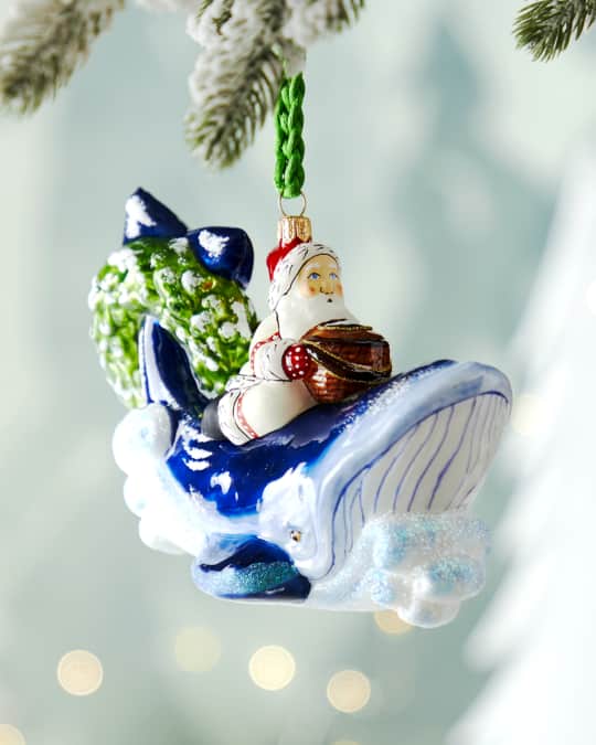 Vaillancourt Folk Art Nautical Santa On Nantucket Whale Christmas ...