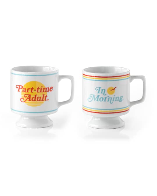 Brass Monkey Part-Time Adult and In Morning Ceramic Mug Set | Neiman Marcus