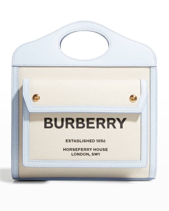 Burberry Pocket Mini Logo Canvas Top-Handle Bag | Neiman Marcus