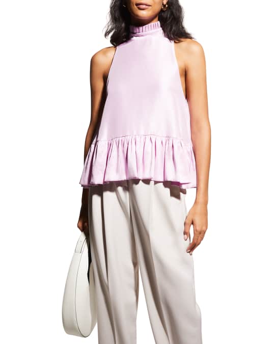 Azeeza High-Neck Silk Trapeze Top | Neiman Marcus