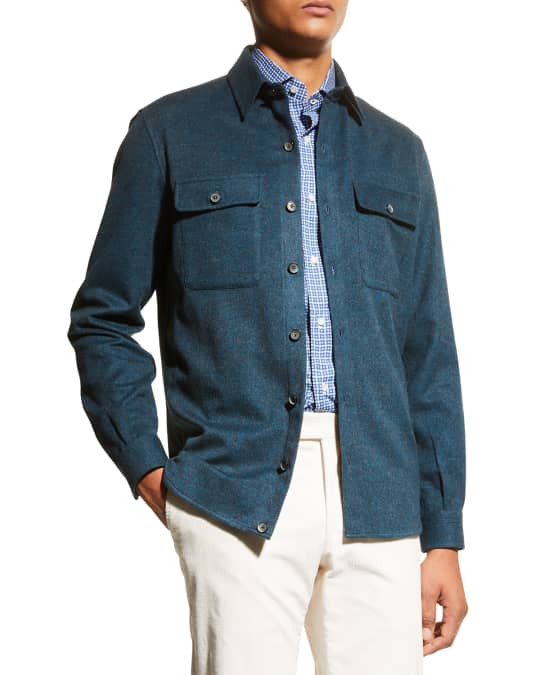 Isaia Men's Wool-Cashmere Overshirt | Neiman Marcus