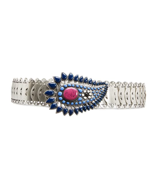 Isabel Marant Azema Paisley Studded Chain Belt | Neiman Marcus
