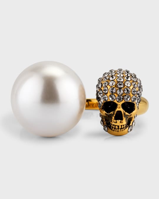 McQueen Skull and Pearly Ring | Neiman Marcus