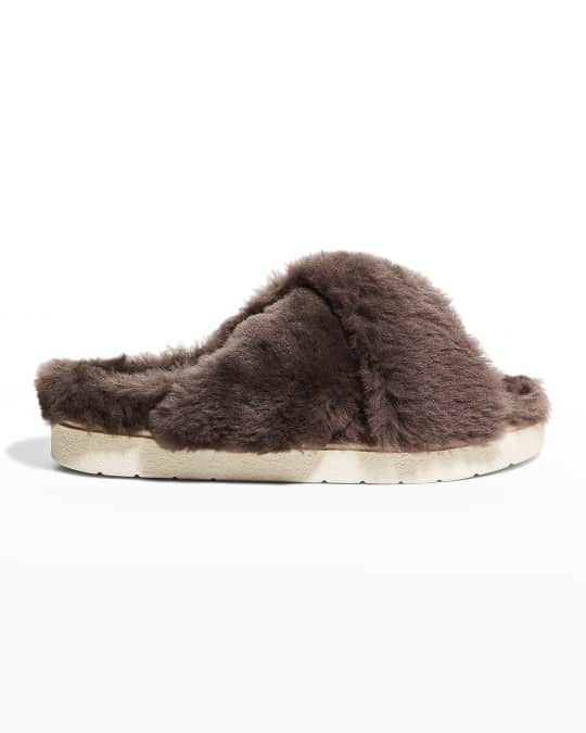 Inuikii Crisscross Shearling Slide Slipper Sandals | Neiman Marcus